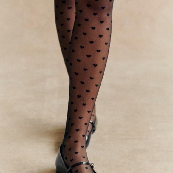 Sezane | Accessories | Sezane Heart Print Tights Size M Nib | Poshmark